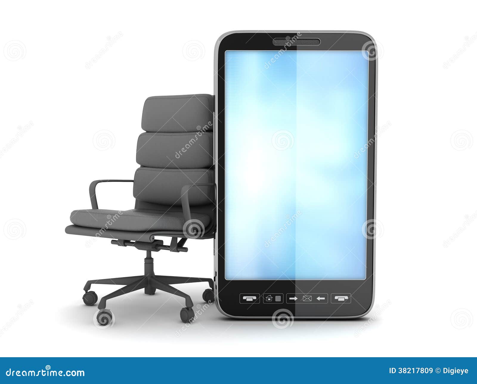 Modern Cell Phone and Office Chair Stock Illustration - Illustration of ...