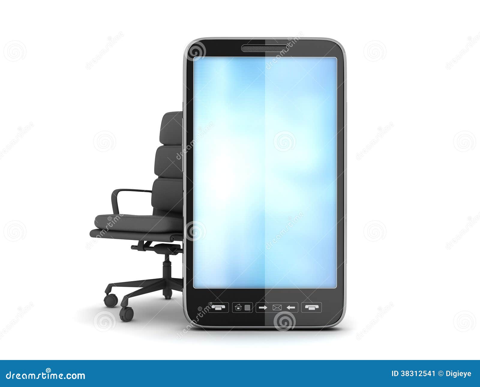 Modern Cell Phone and Office Chair Stock Illustration - Illustration of ...