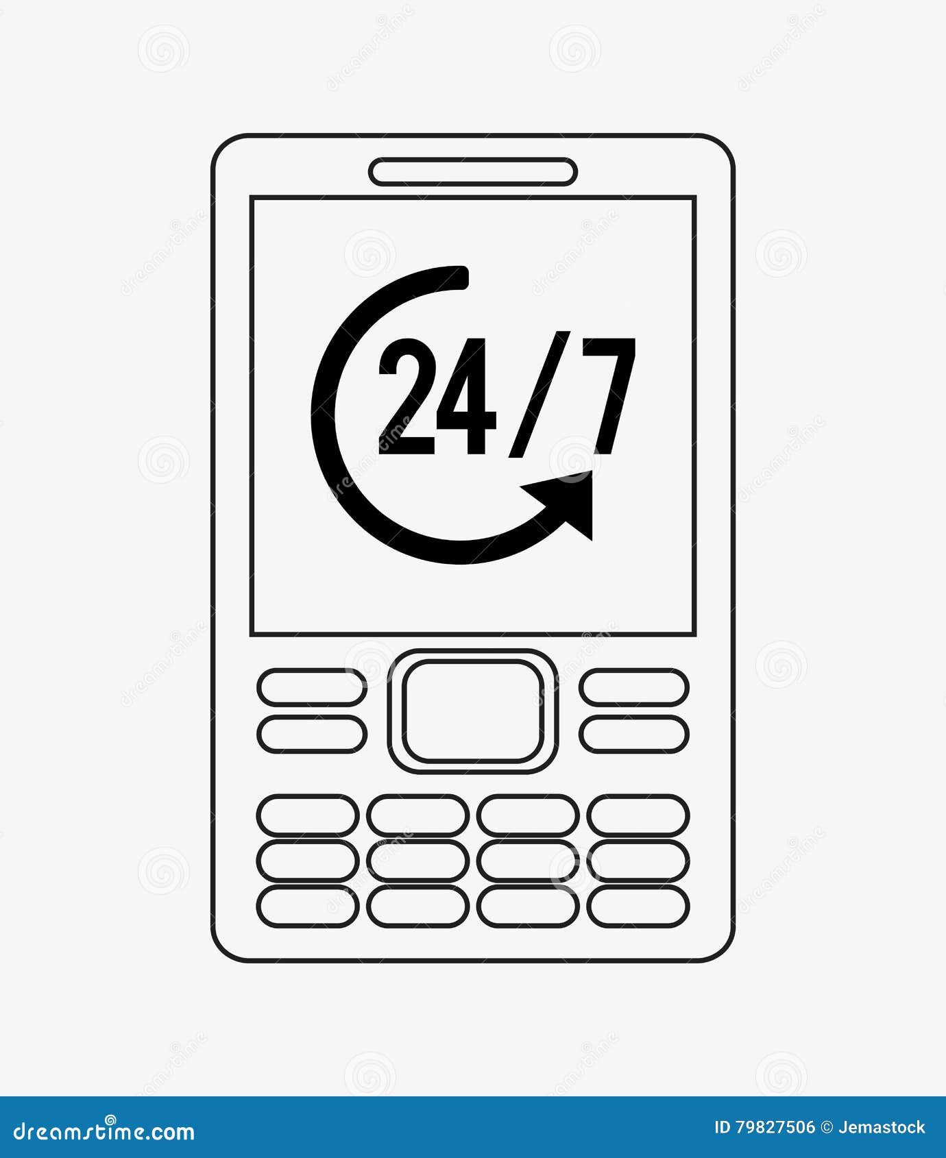 Modern Cellphone with 24 7 Service Icon Image Stock Illustration ...