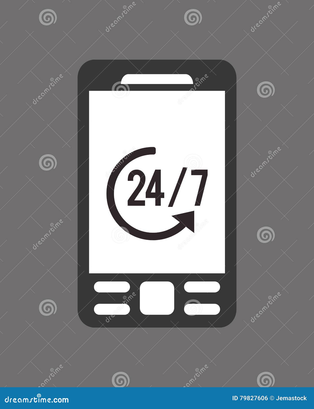 Modern Cellphone with 24 7 Service Icon Image Stock Illustration ...