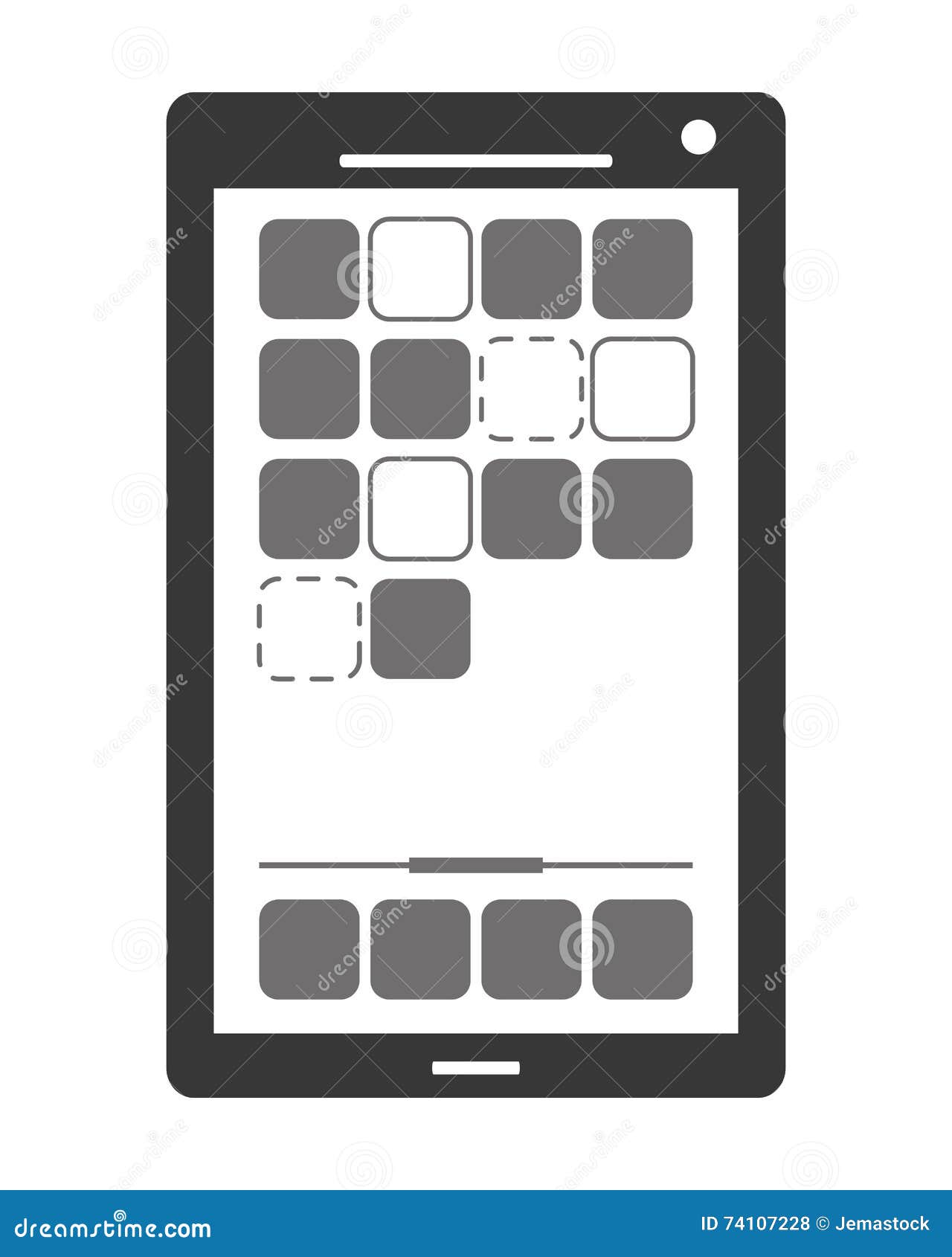 Modern Cellphone with Squares on Screen Icon Stock Illustration ...