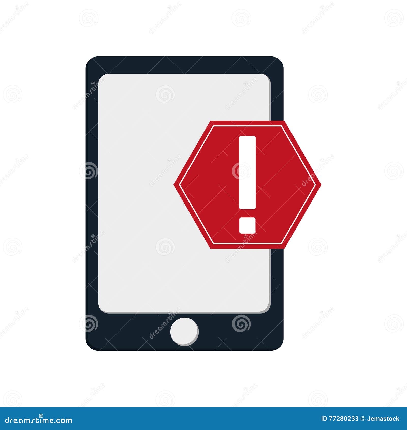 Modern Cellphone and Warning Sign Icon Stock Vector - Illustration of ...