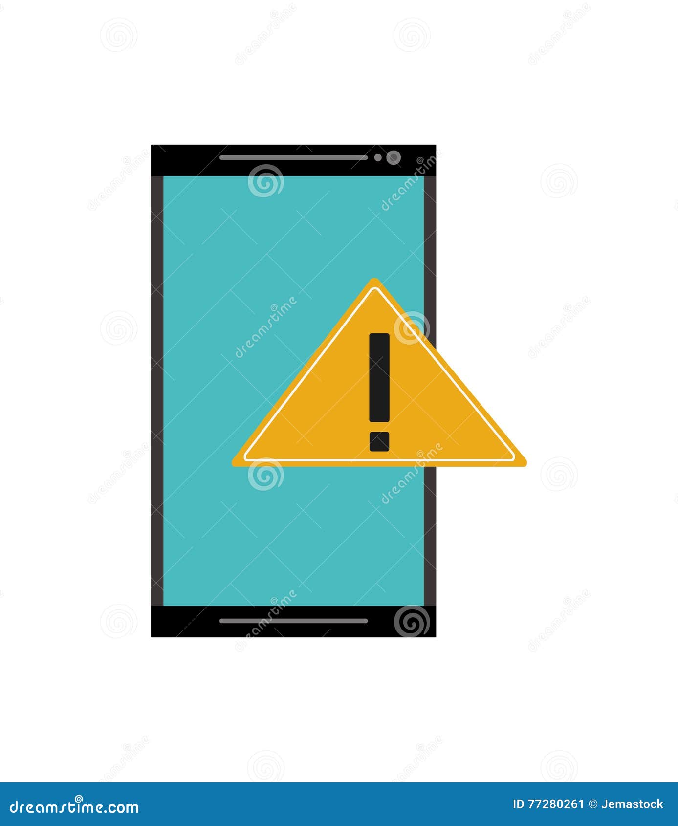 Modern Cellphone and Warning Sign Icon Stock Vector - Illustration of ...