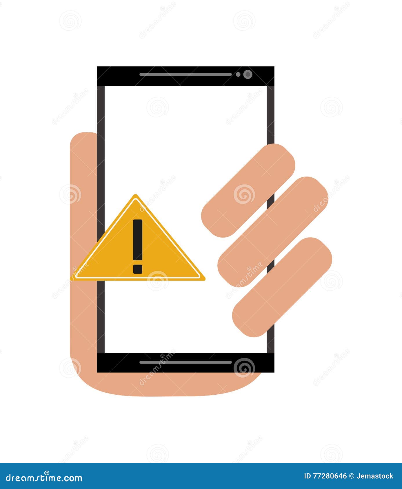 Modern Cellphone and Warning Sign Icon Stock Vector - Illustration of ...
