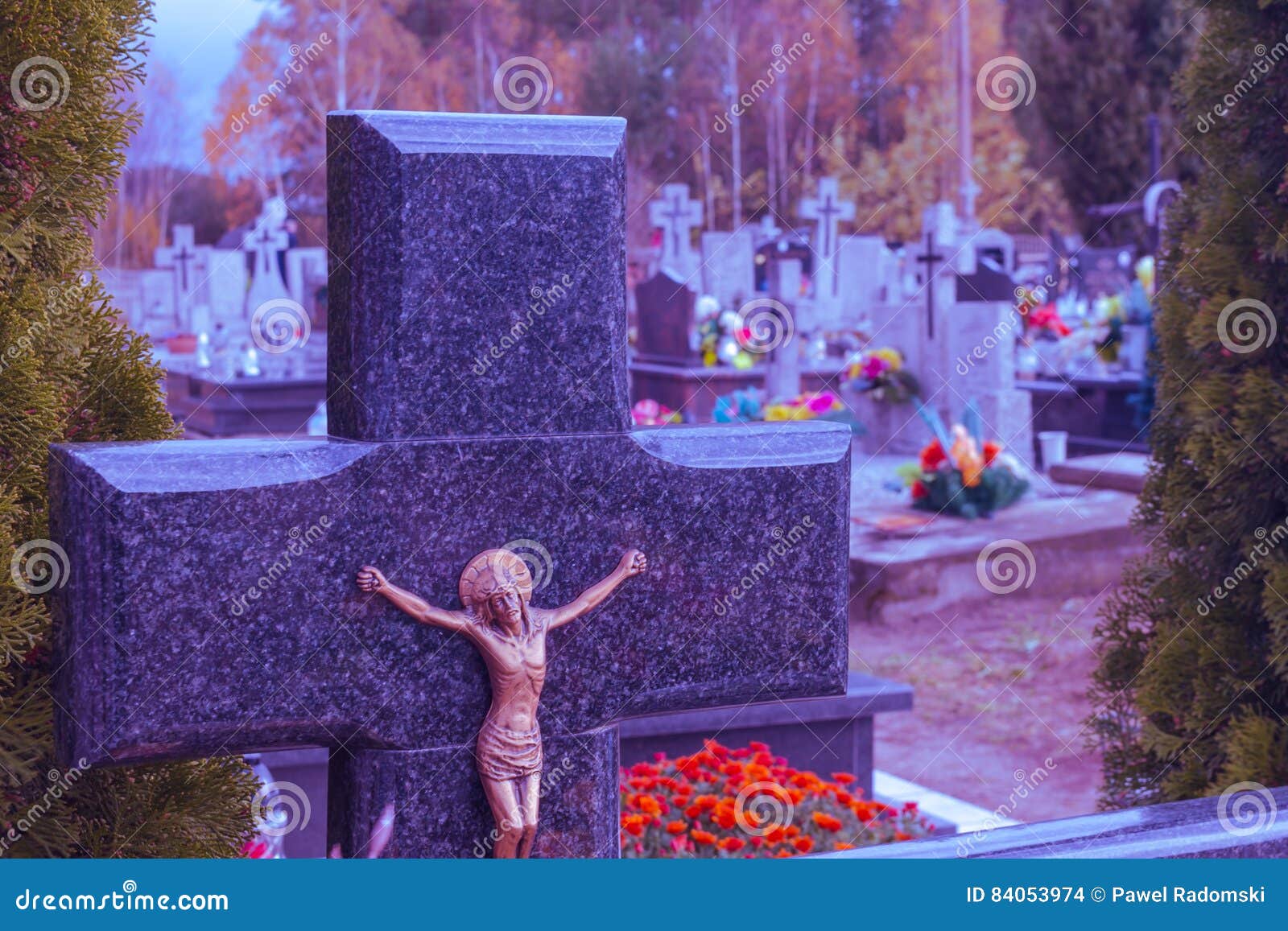 Modern Cemetery with Flowers Stock Photo - Image of aging, historic ...