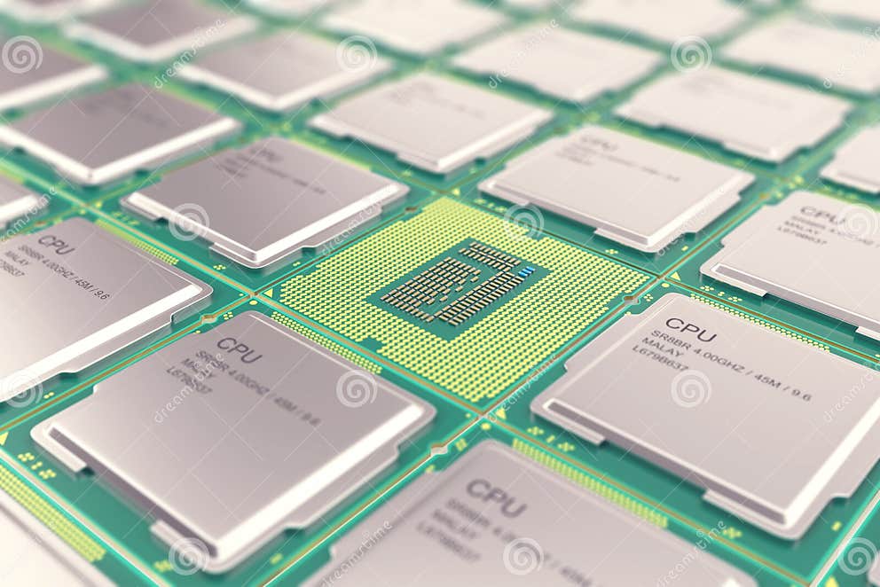 Modern Central Computer Processors CPU, Industry Concept Close-up View ...
