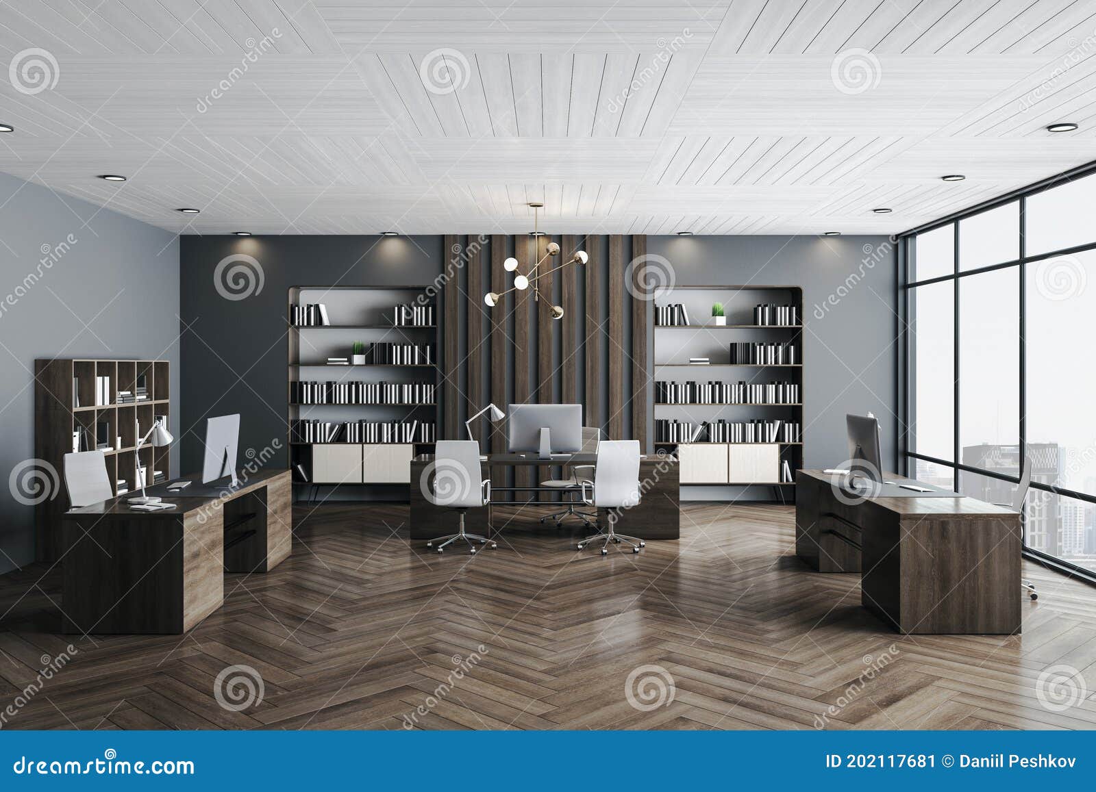 Modern Ceo Office Interior with Computers Stock Illustration ...