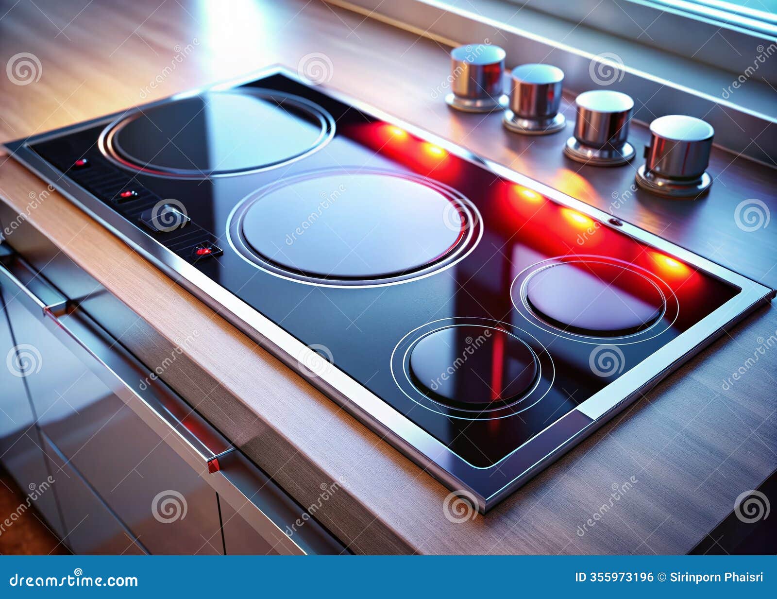 Modern Ceramic Induction Cooktop a CloseUp Aerial View of Sleek ...