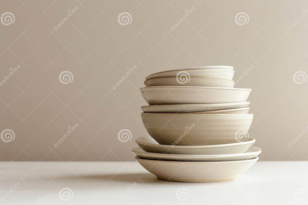 Modern Ceramic Tableware Collection - Minimalist Stack of Bowls and ...