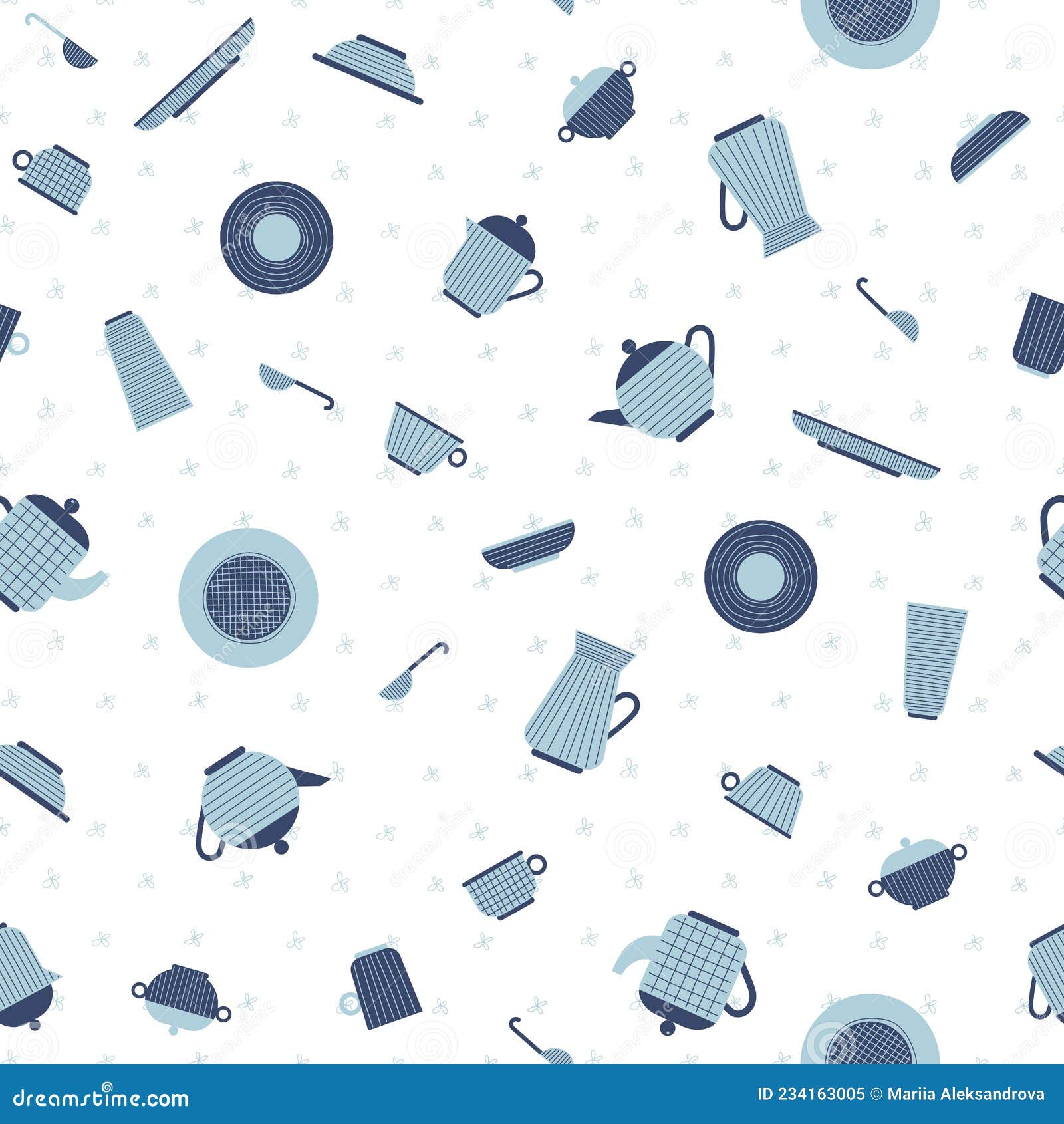 Modern Ceramics Kitchenware Seamless Pattern. Stock Vector - Illustration of seamless, bowl ...