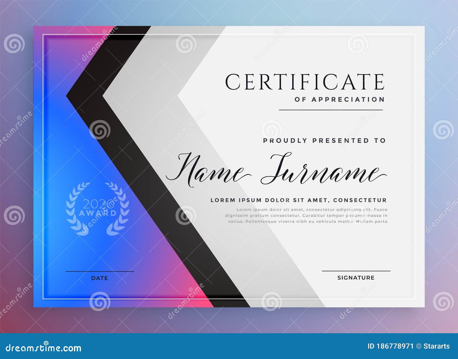 Modern Certificate Template Design with Geometric Shapes Stock ...