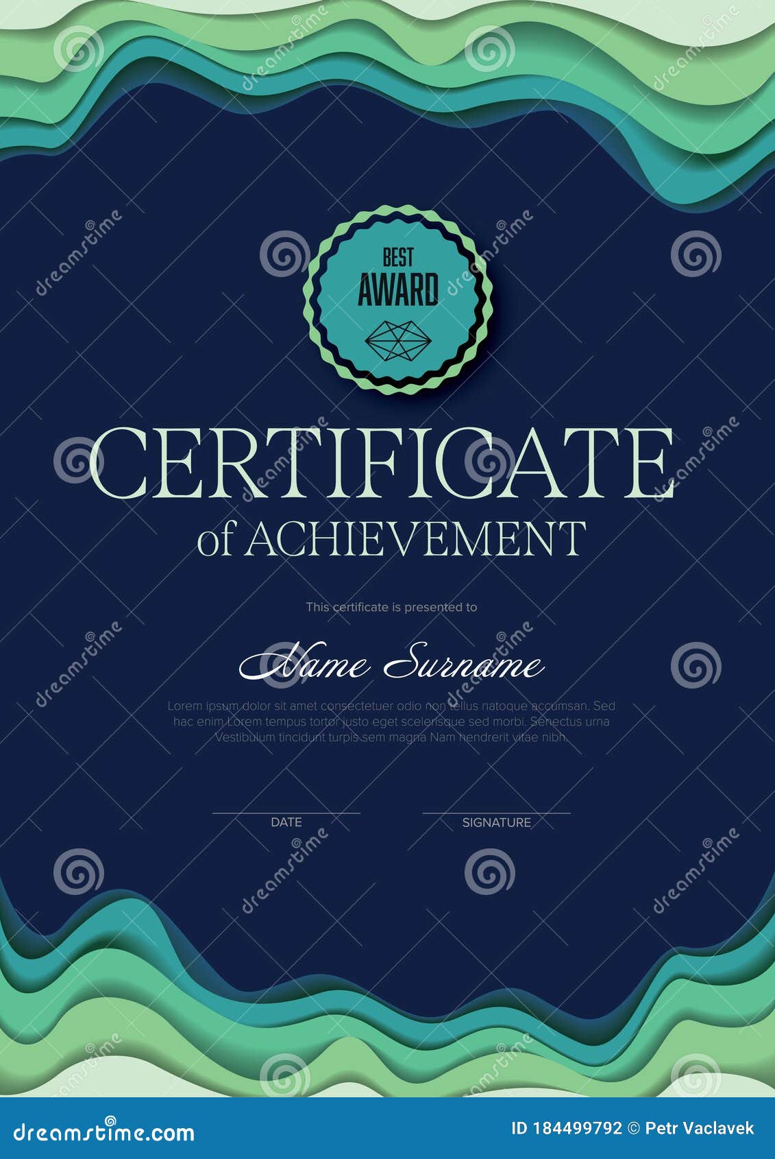 Dark Green Certificate Or Diploma Template Frame - Border Vector ...