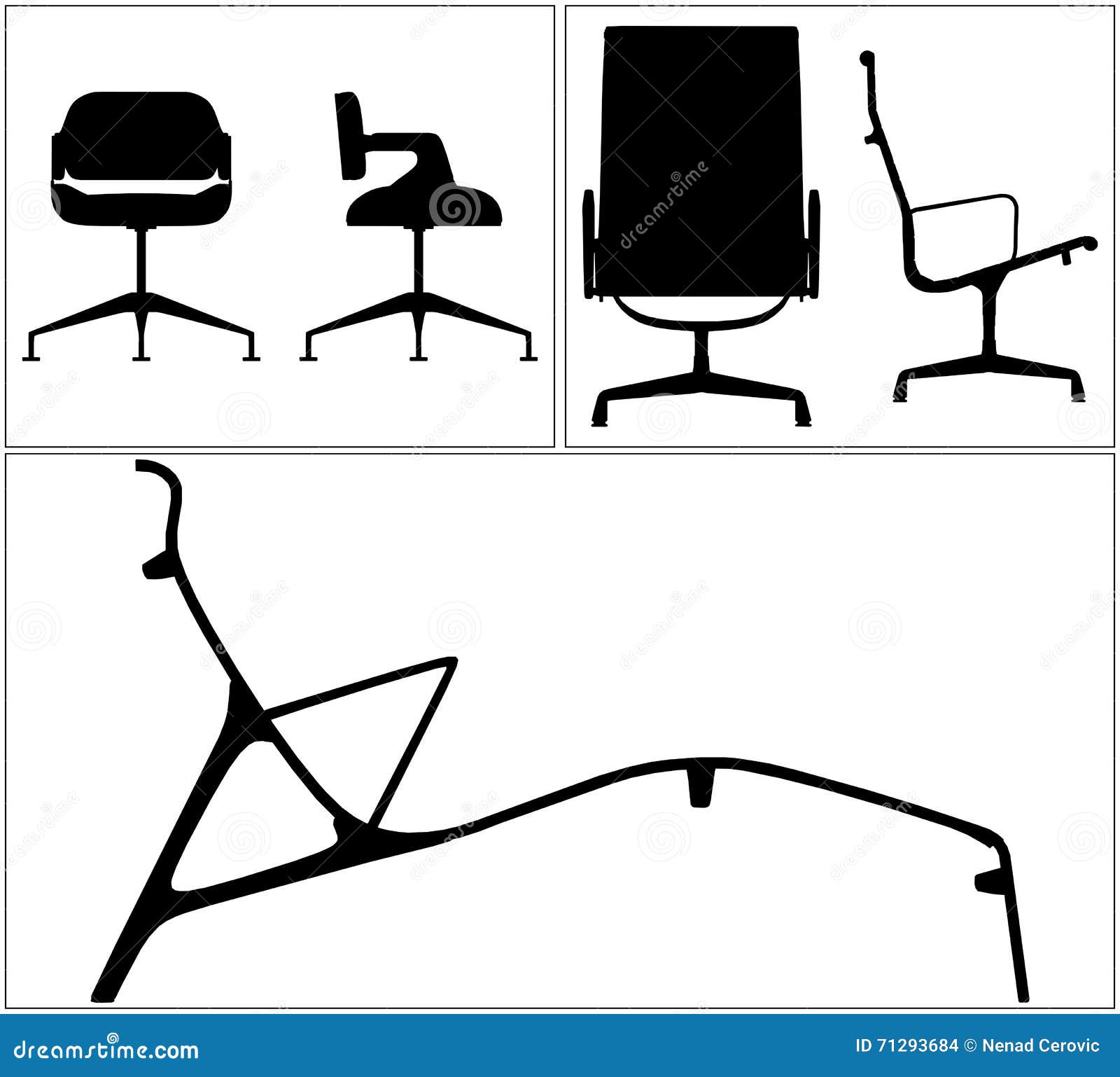 Modern Chairs Silhouette Vector Stock Vector - Illustration of office ...