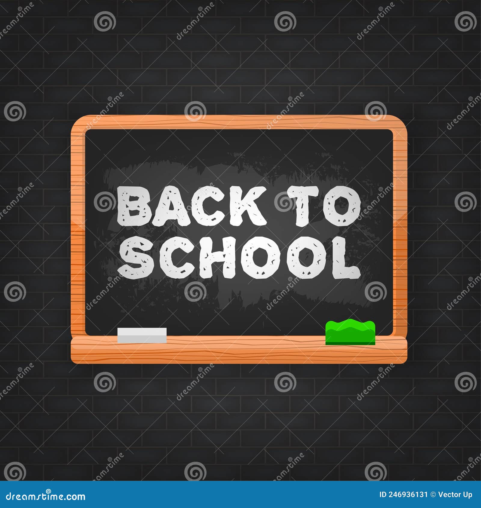 Modern Chalkboard Black Template with Sign Back To School. Vector ...