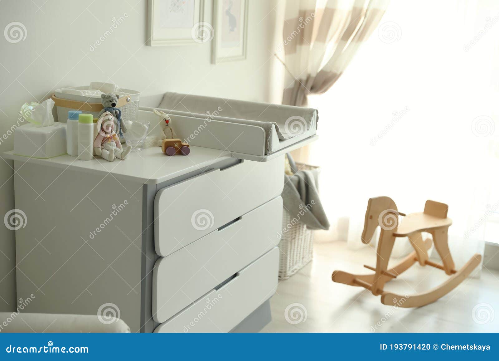 Modern Changing Table in Baby Room Stock Photo - Image of diaper, home ...