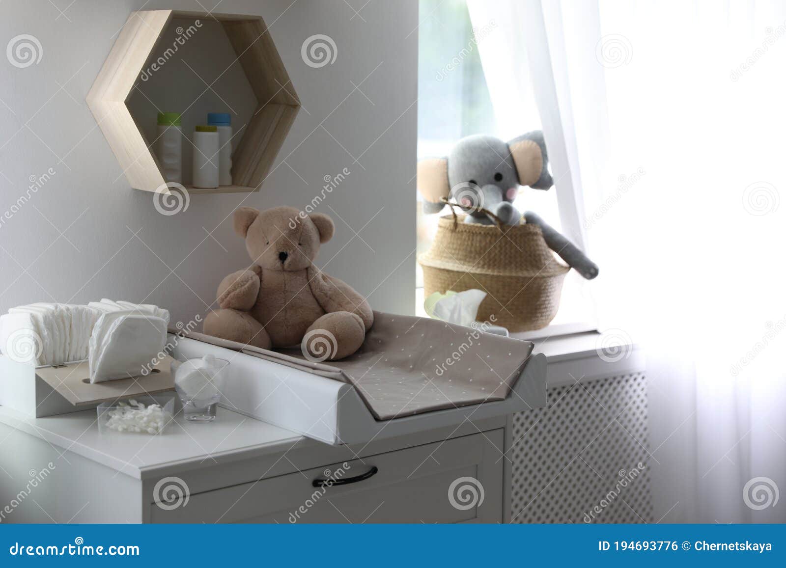 Modern Changing Table in Baby Room Stock Photo - Image of domestic ...