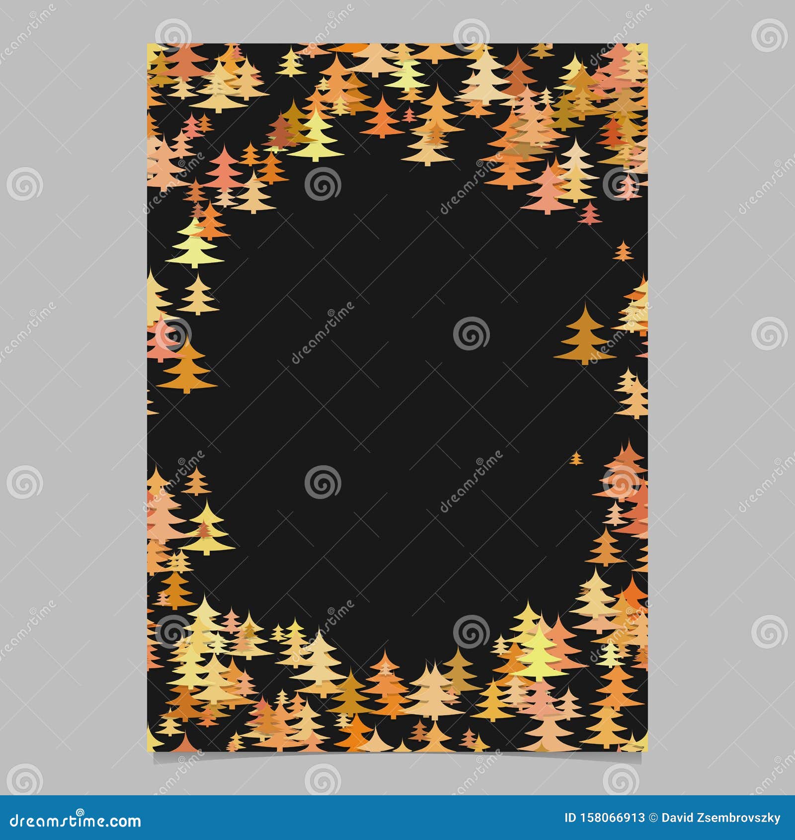 Modern Chaotic Pine Tree Pattern Page Border Template Stock Vector ...
