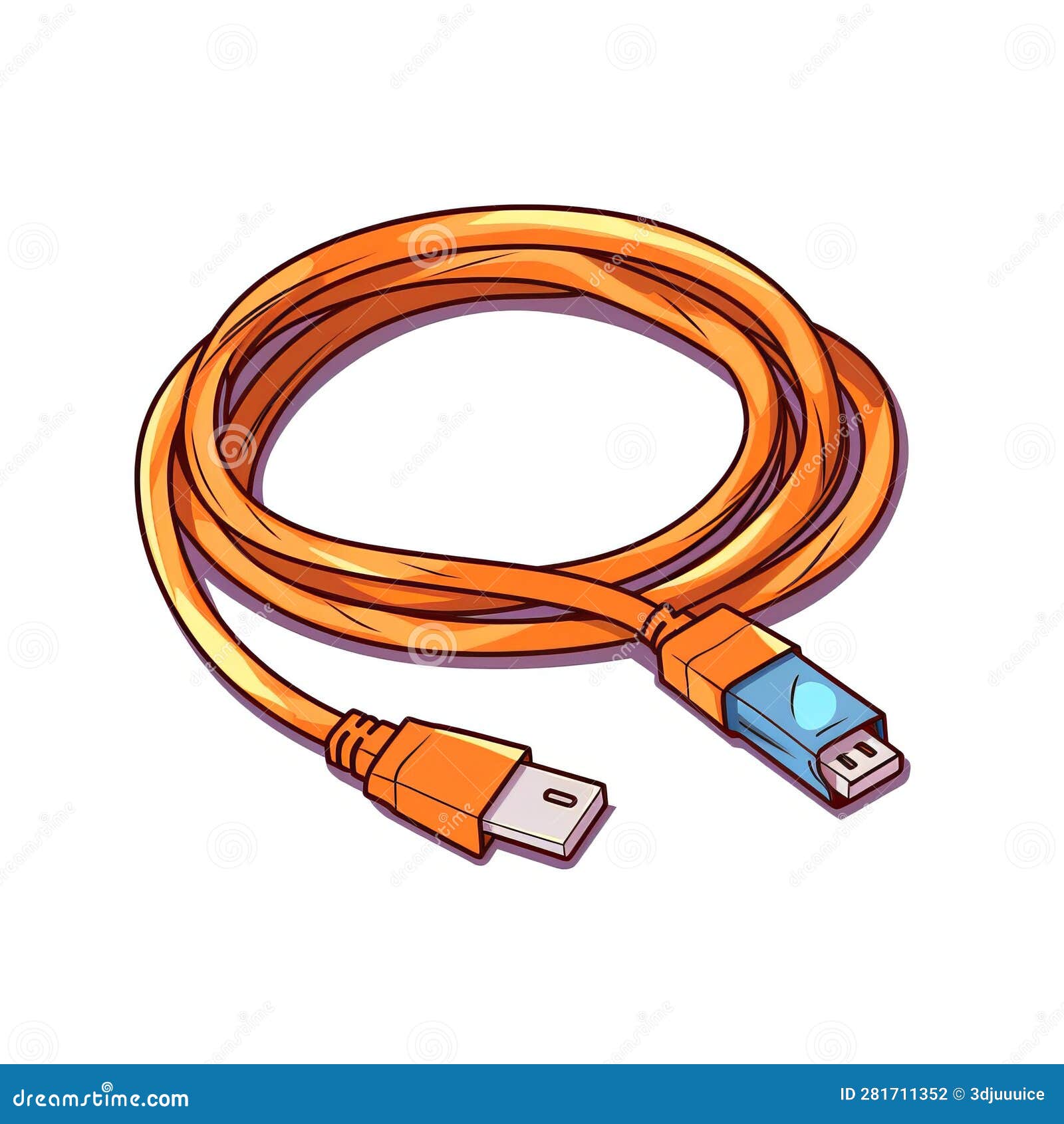 Modern Charging Cable Accessory Cartoon Square Illustration. Stock ...