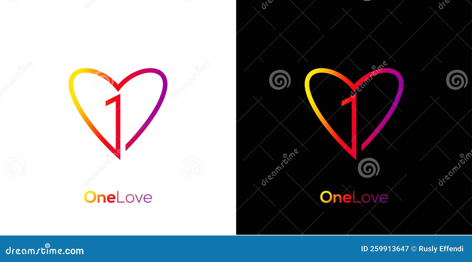 Modern and Charming One Love Logo Design Stock Vector - Illustration of ...
