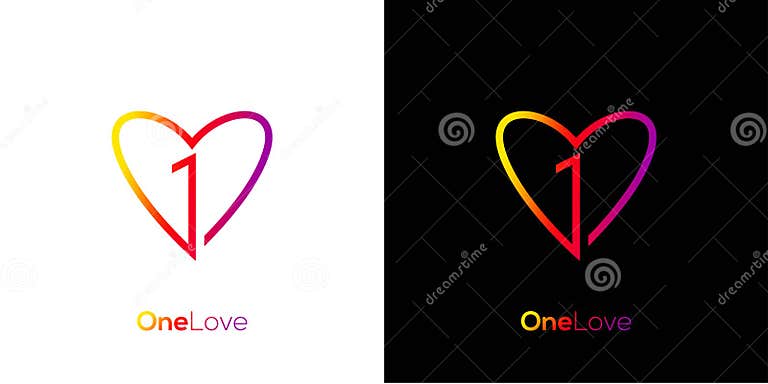 Modern and Charming One Love Logo Design Stock Vector - Illustration of ...