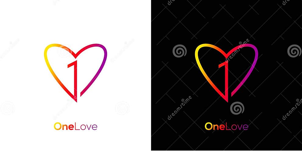 Modern and Charming One Love Logo Design Stock Vector - Illustration of ...