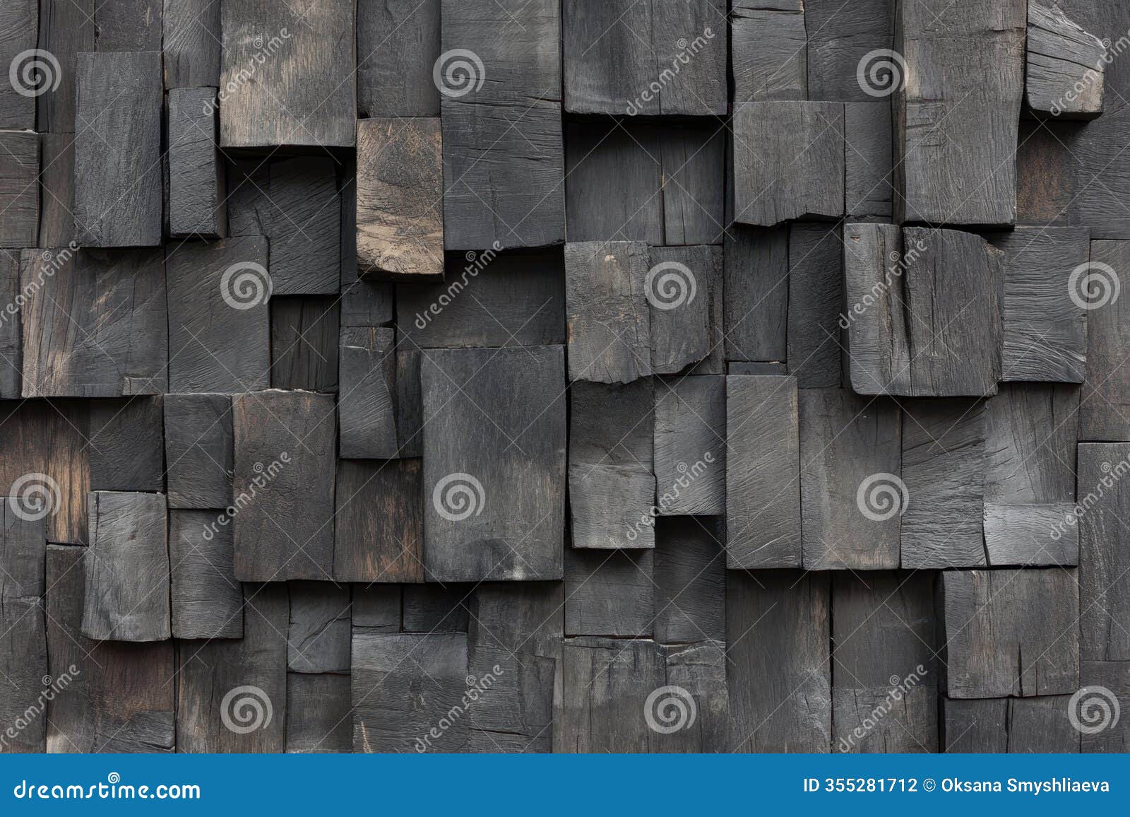 Modern Charred Wood Block Wall Texture with Geometric Patterns Stock ...