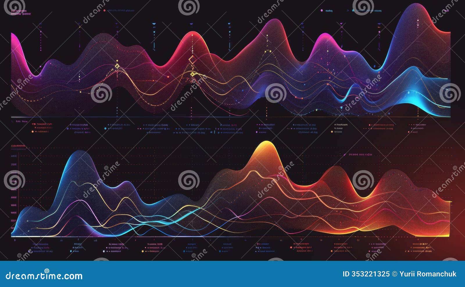 Modern Chart Diagrams. Financial Analysis Charts Dashboard. Website Ui ...