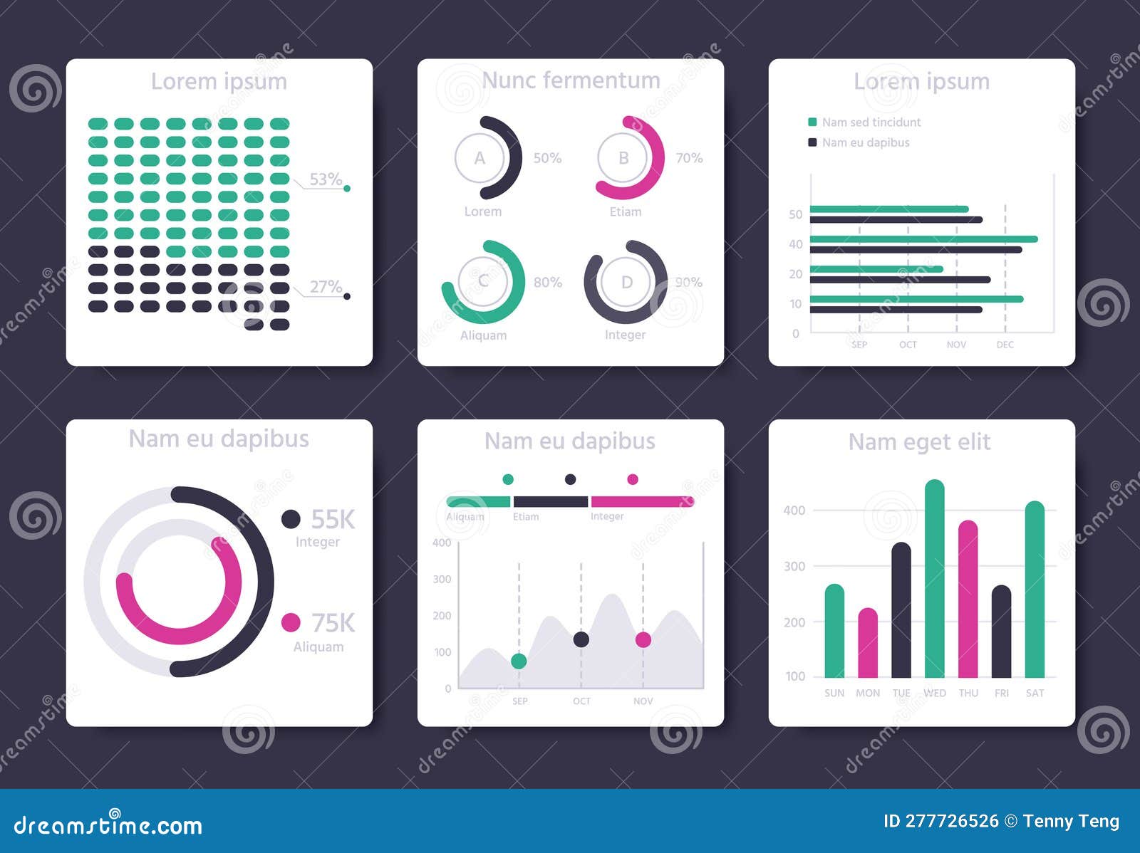 Modern Chart Diagrams. Financial Analysis Charts Dashboard. Website Ui ...
