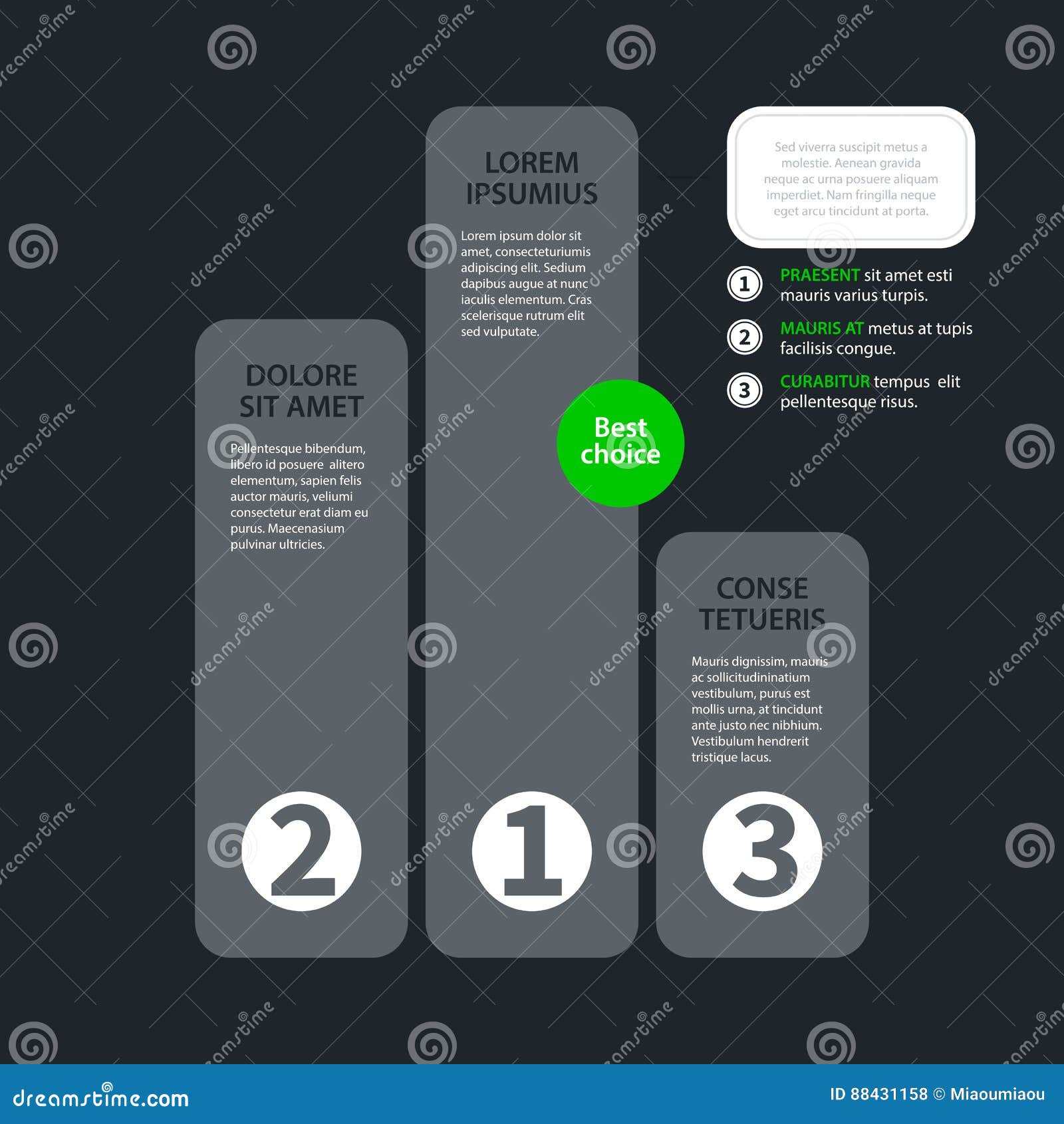 Modern Chart Template in Flat Style on Dark Gray Background Stock ...