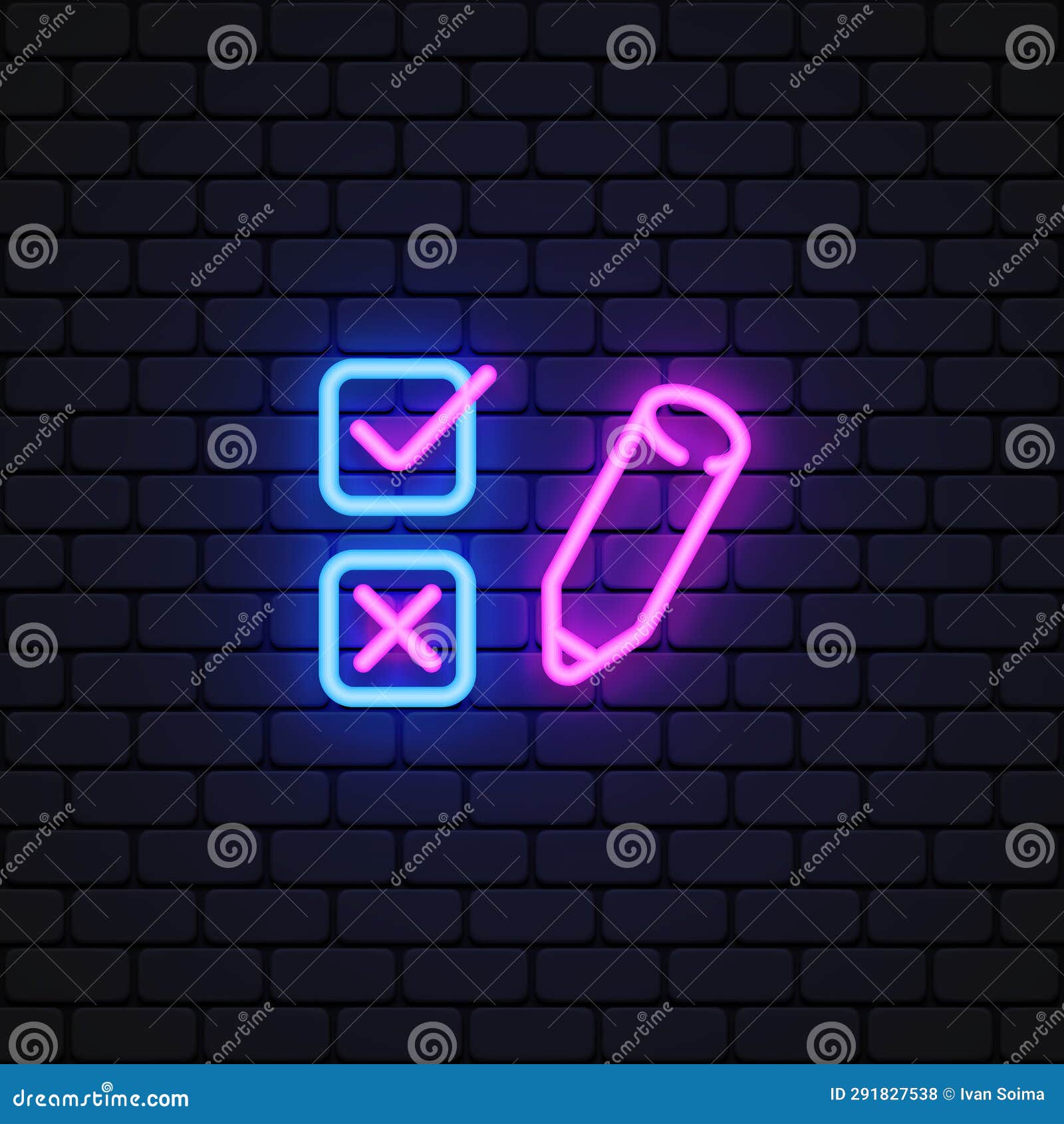 Modern Check Icon Neon, Great Design for Any Purposes. Vector ...