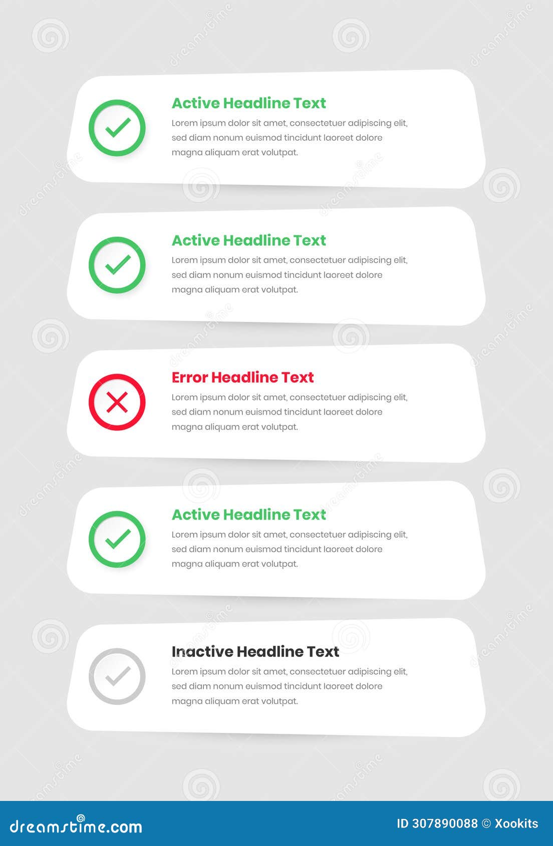 Modern Checklist Ui Card Element Design with Active, Inactive, and ...