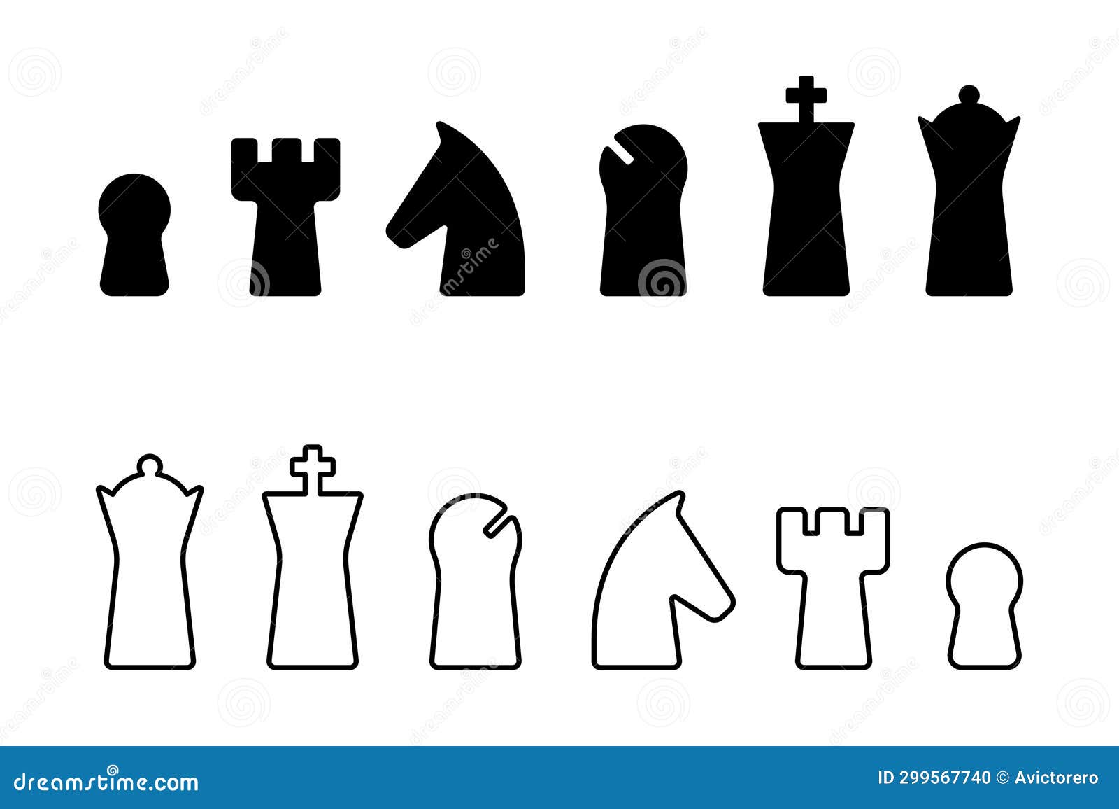 Modern Chess Pieces Icon Set Stock Illustration - Illustration of ...