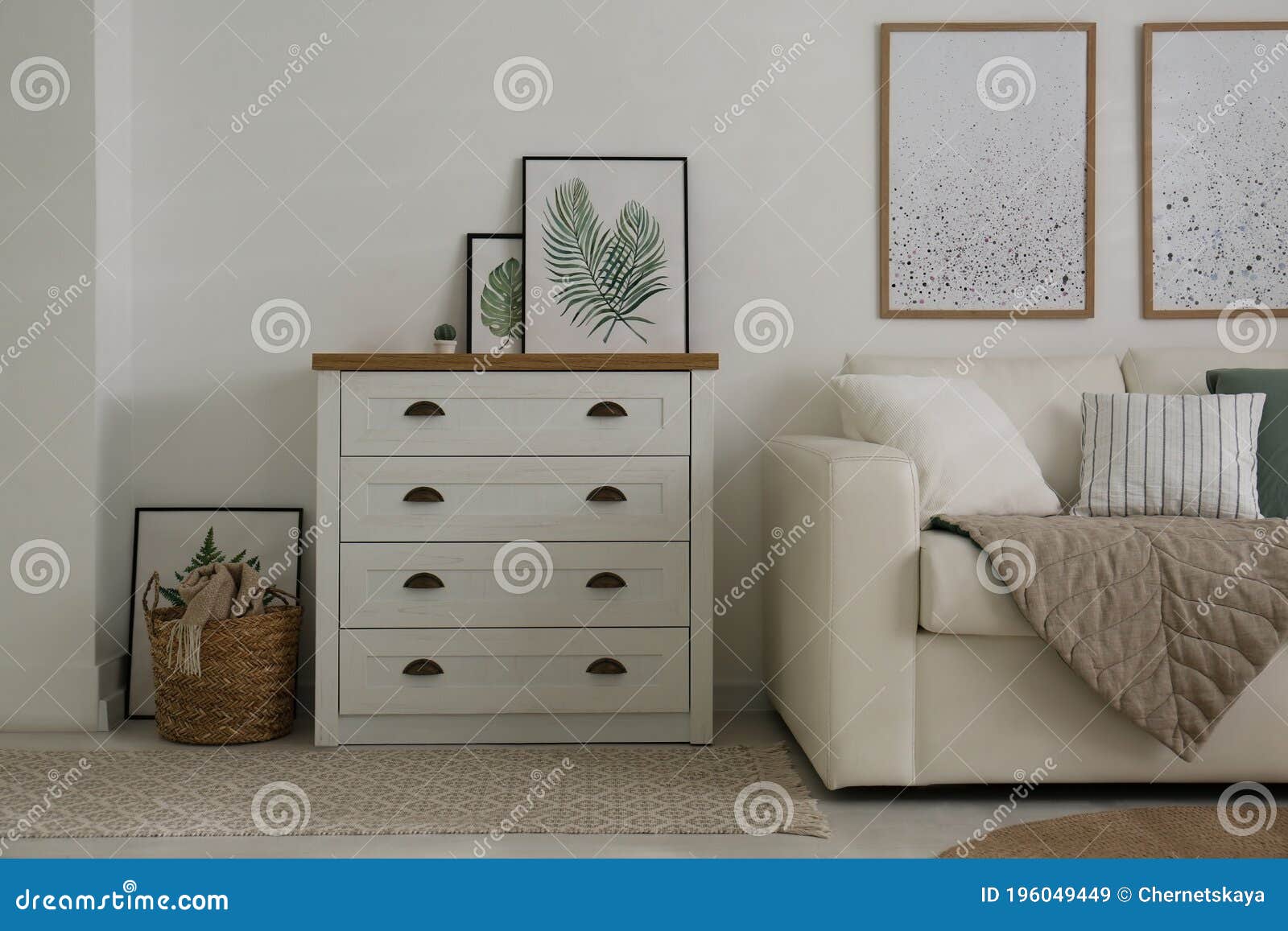 Modern Chest of Drawers in Living Room. Interior Design Stock Image ...