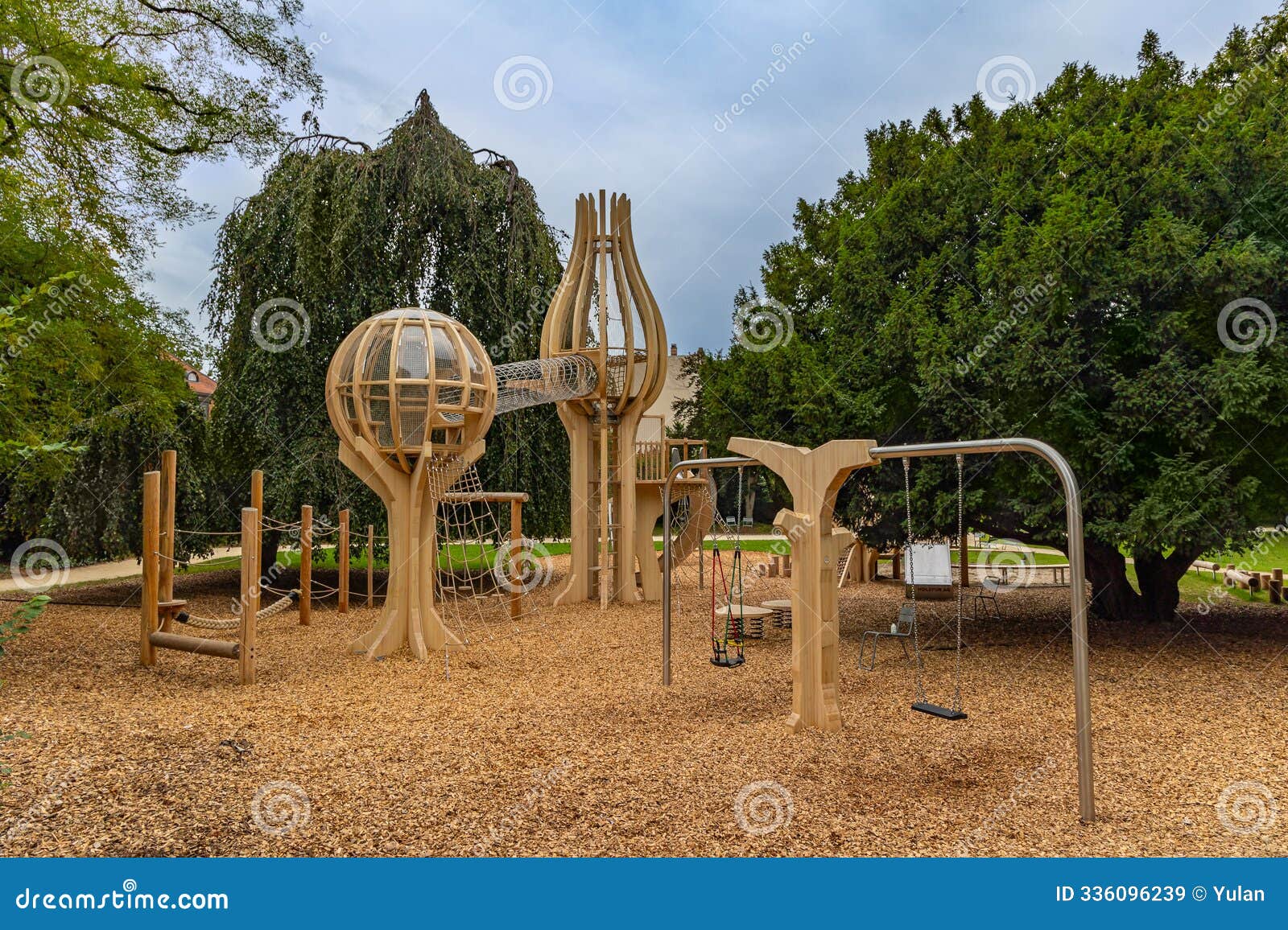 Modern Children S Playground with Wooden Material in Creative Forms and ...