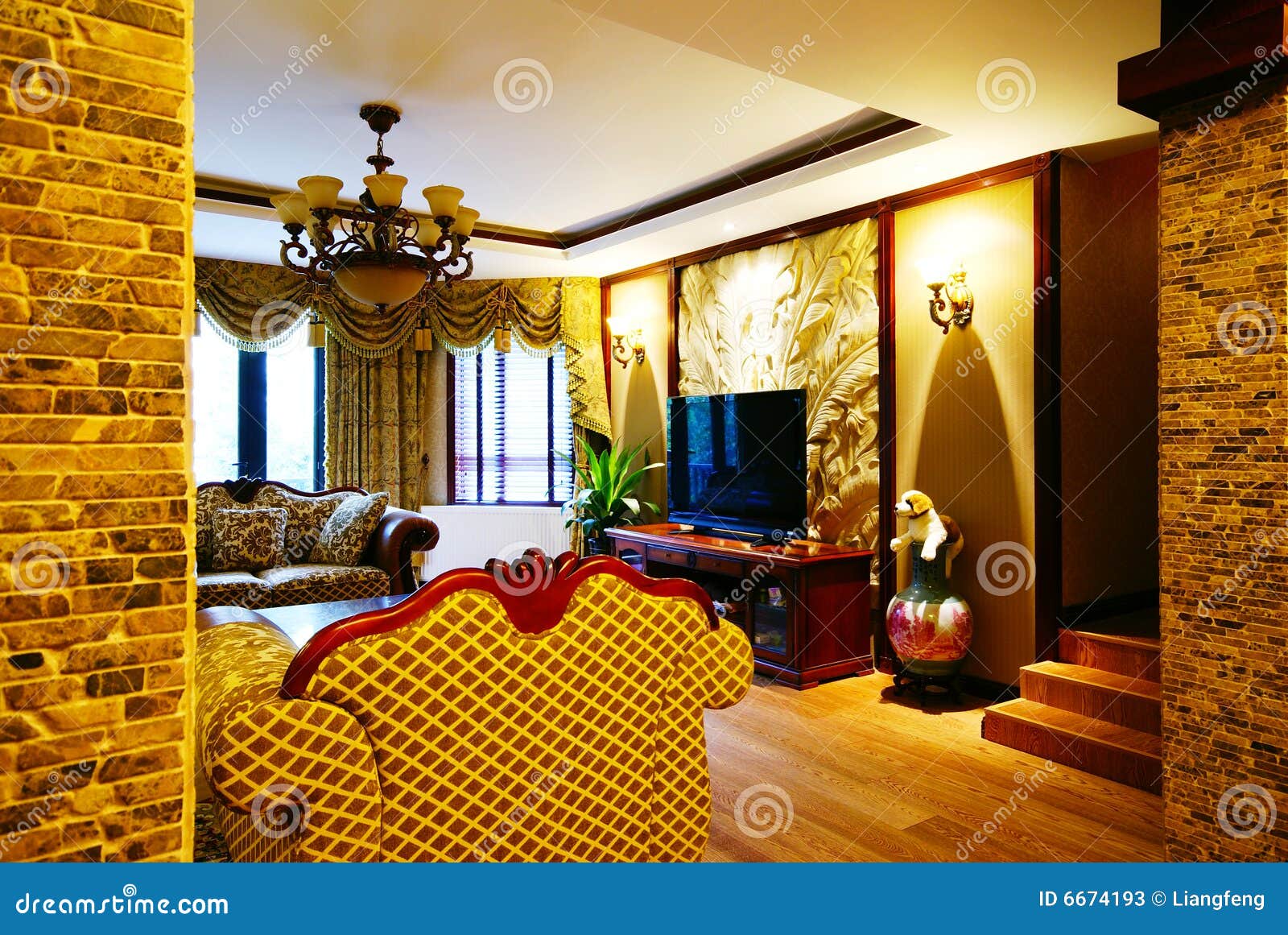 Modern Chinese room stock image. Image of modern, chandelier - 6674193