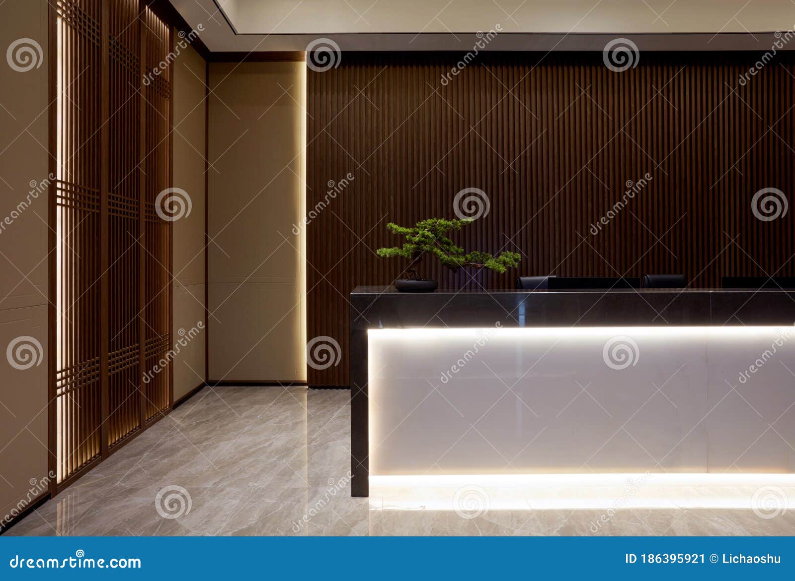 Modern Chinese Style Office, Reception Desk Stock Image - Image of ...
