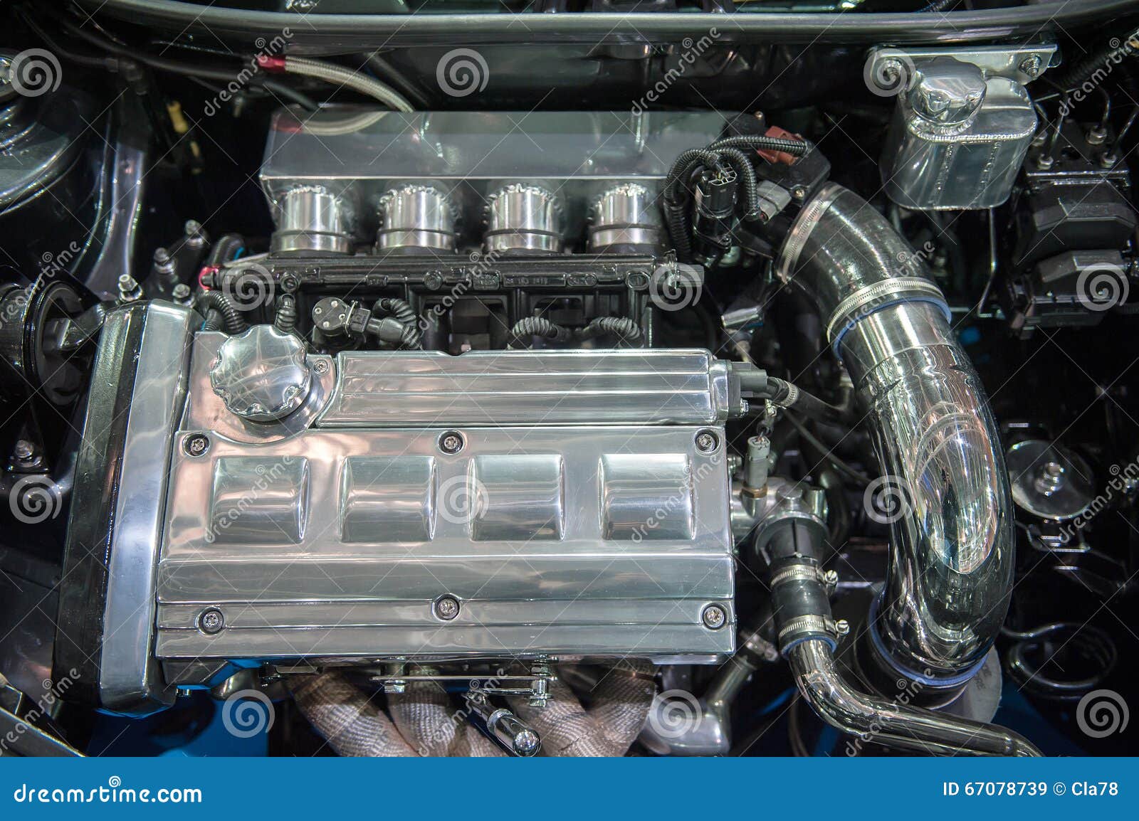 Modern chrome car engine stock image. Image of metallic - 67078739