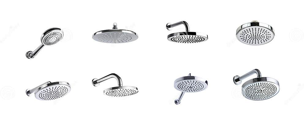 Modern Chrome Shower Head Side View Stock Illustration - Illustration ...