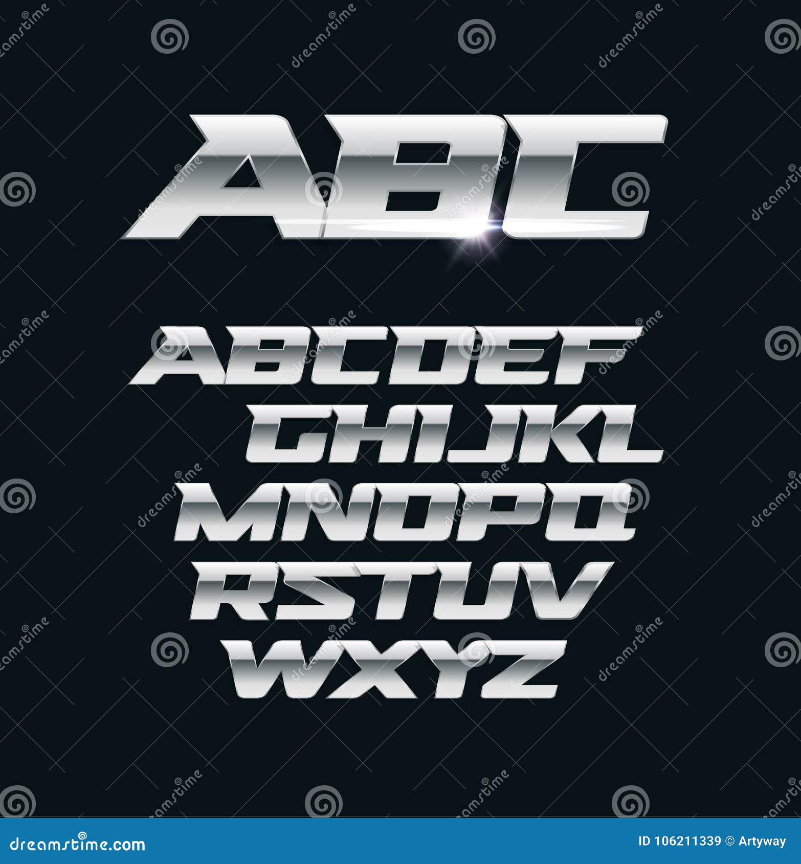 Modern Chrome Vector Font. Metallic Letters, Polished Steel Style ... Modern Chrome Vector Font. Metallic Letters, Polished Steel Style ...