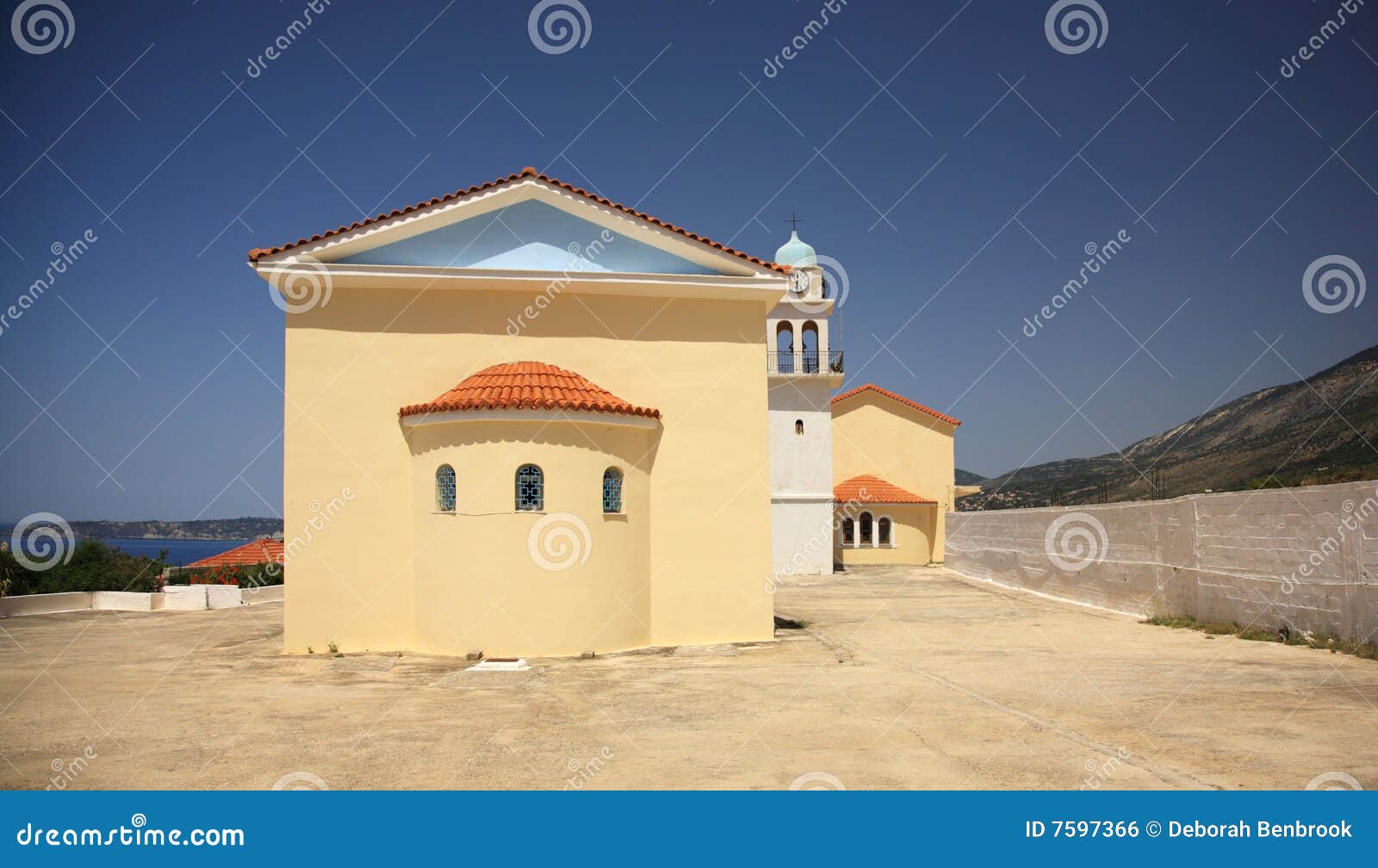 Modern Church in Kefalonia stock photo. Image of blue - 7597366