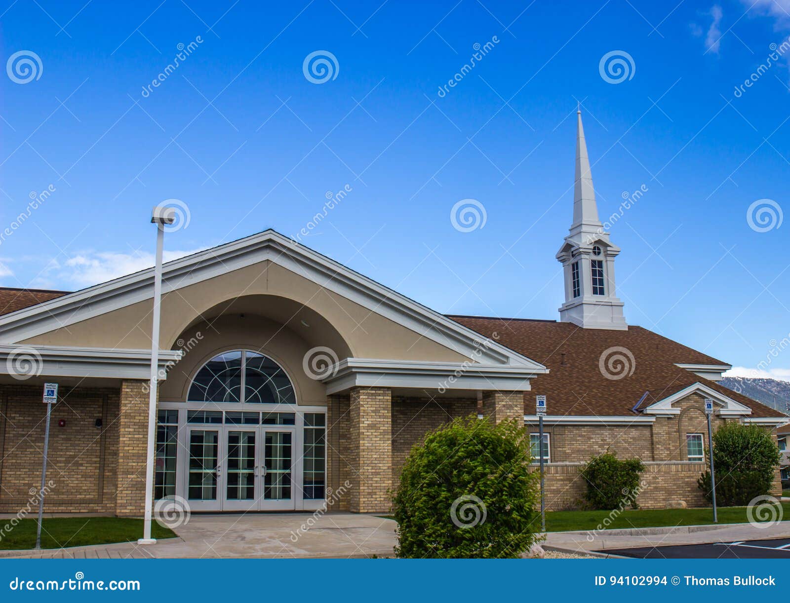 Modern Church & Steeple Stock Photo - Image of religion, lawn: 94102994