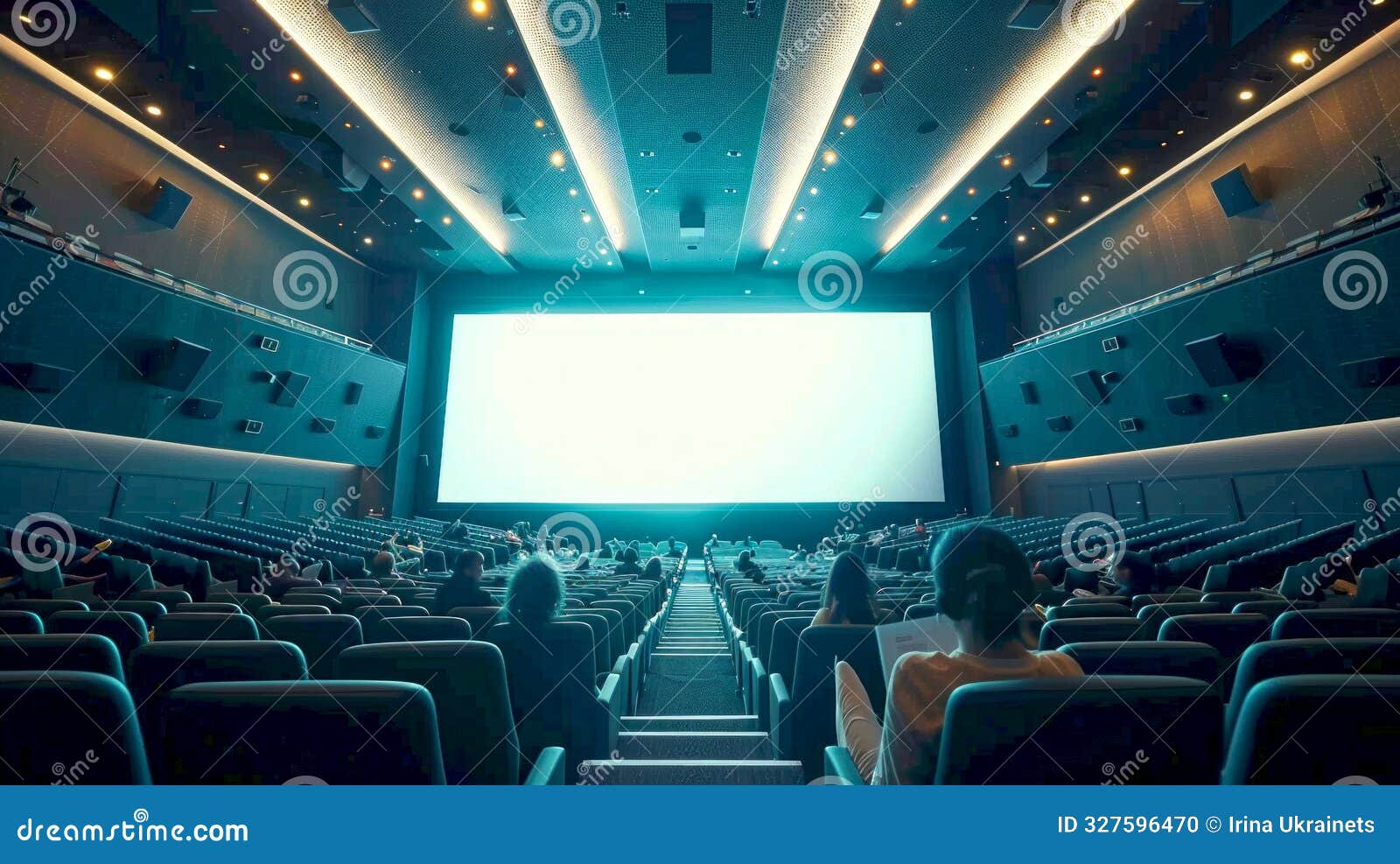Modern Cinema Hall with a Large Projection Screen and Rows of Seats ...