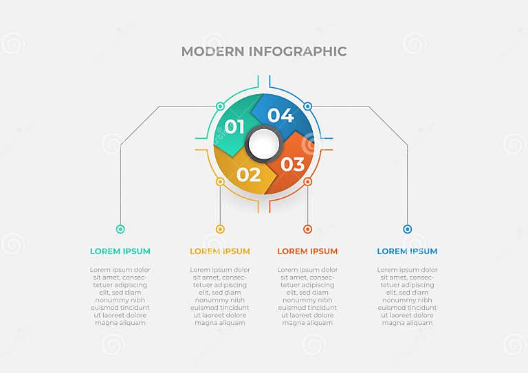 Modern Circle Chart Infographic Template with 4 Steps Stock Vector ...