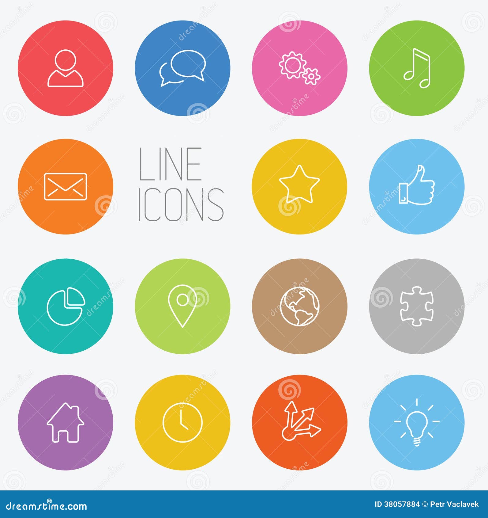 Modern Circle Thin Line Icon Set Stock Illustration - Illustration of ...