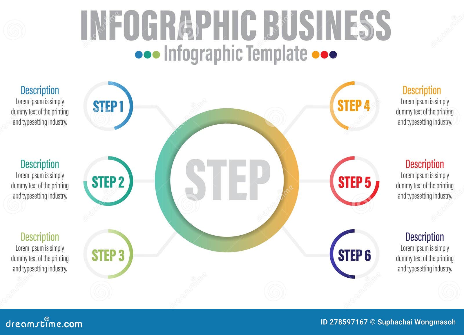 Modern Circle Timeline Infographics with 6 Steps and Six Option. Chart ...