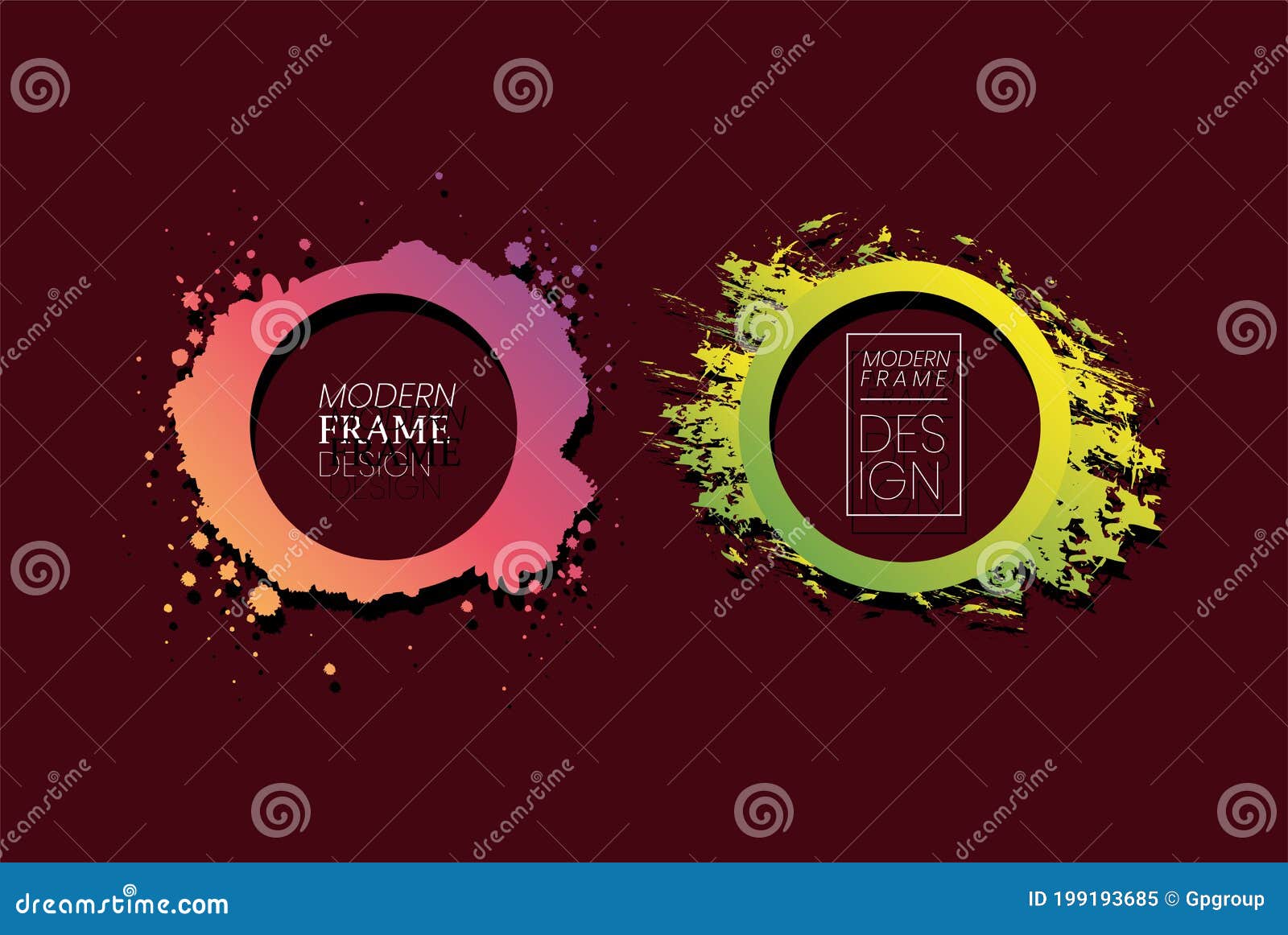 Modern Circles Frames Green and Pink Splash Vector Design Stock Vector ...