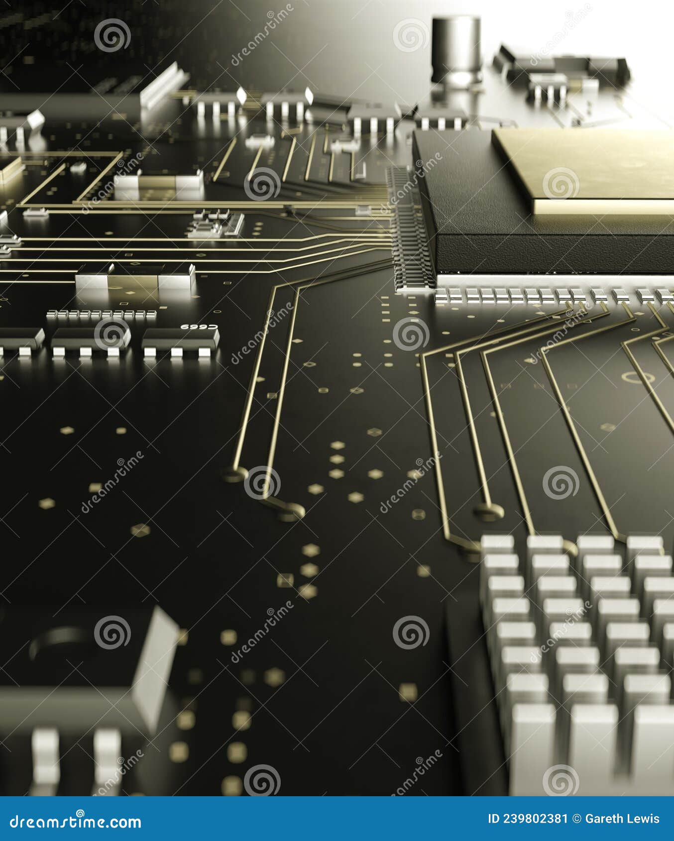 Modern Circuit Board 3d Render Stock Illustration - Illustration of ...