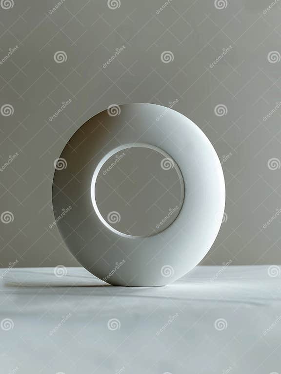 Modern Circular Ceramic Sculpture on a Plain Background. Stock Photo ...