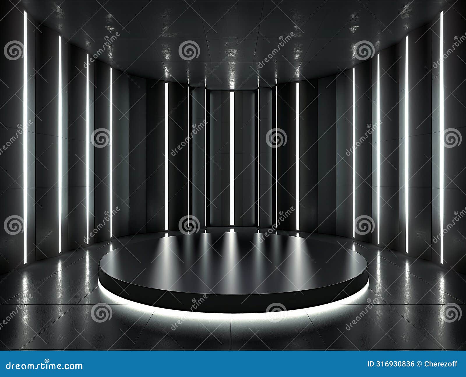 Modern Circular Hallway with Illuminated Stripes Stock Photo - Image of ...