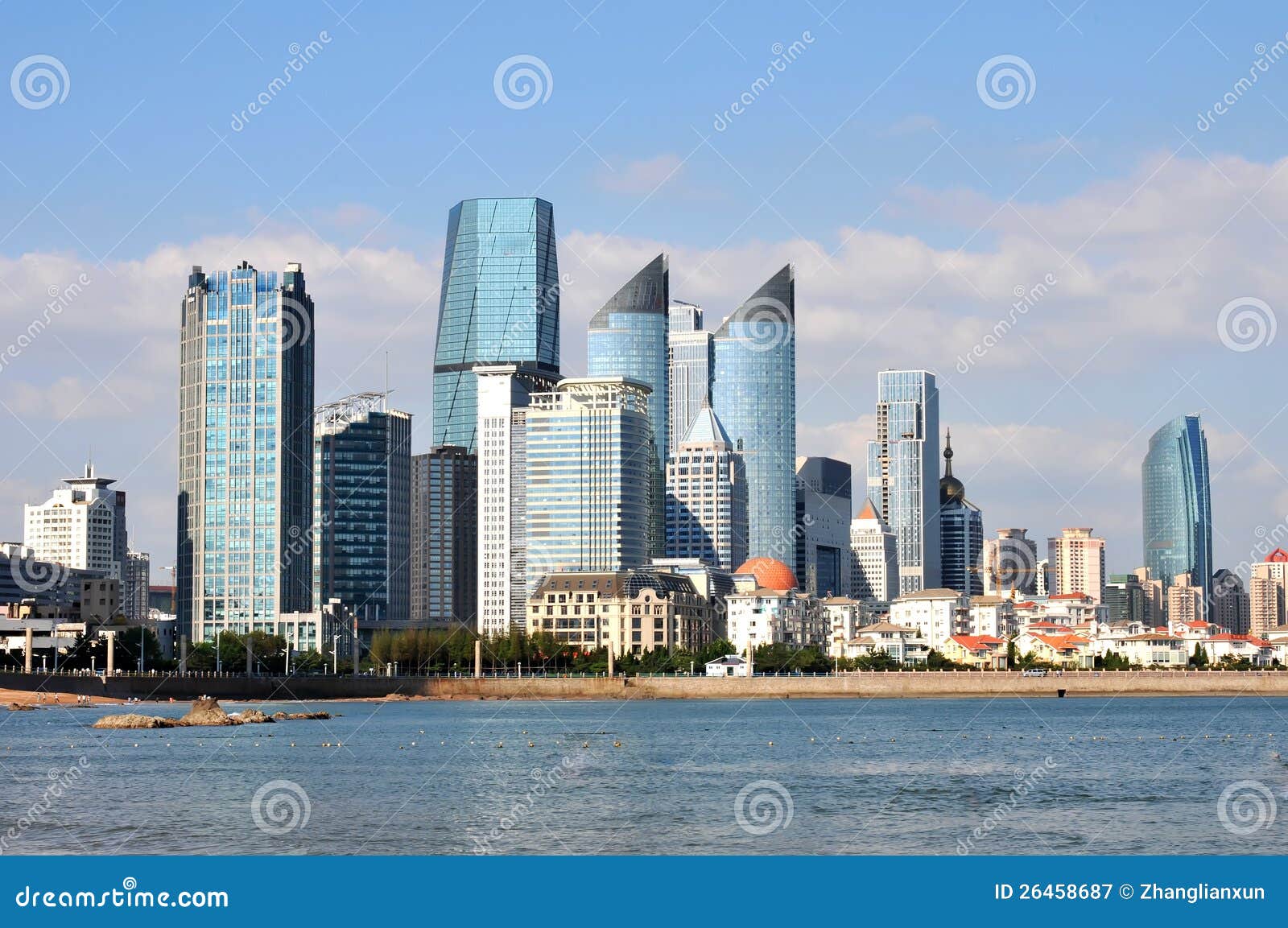 Modern city stock image. Image of moon, cloud, building - 26458687
